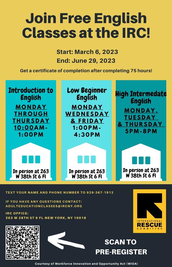 English Class Registration! | The IRC