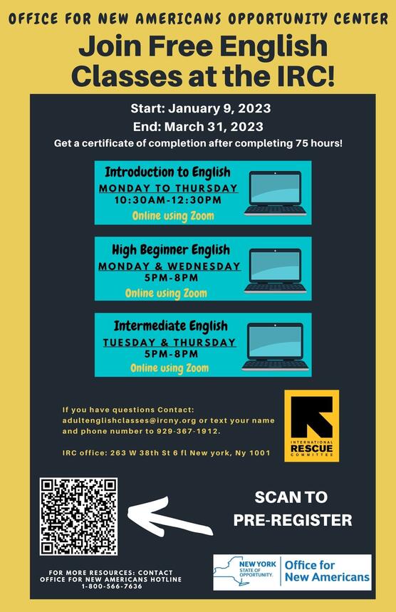 English Class Registration! | The IRC
