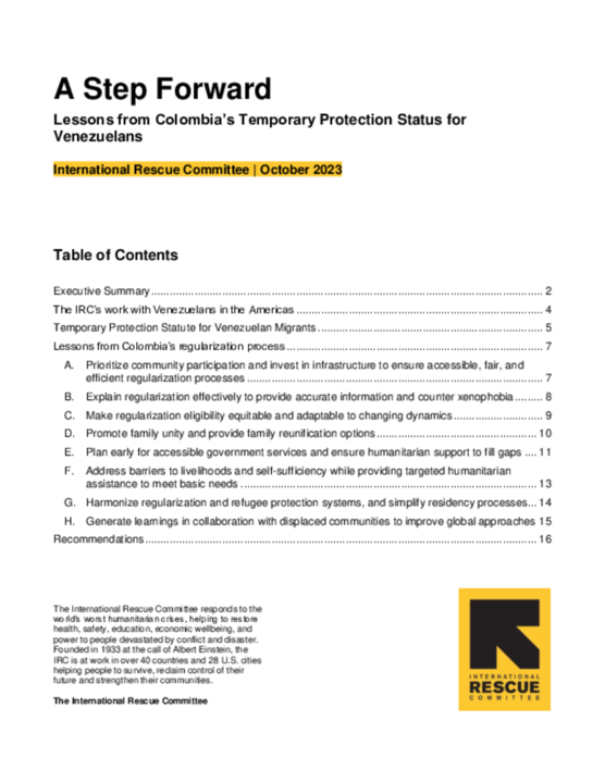 A Step Forward: Lessons from Colombia’s Temporary Protection Status for ...