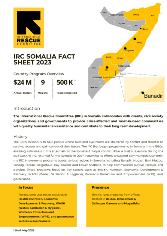 IRC in Somalia: 2023 Fact Sheet | The IRC