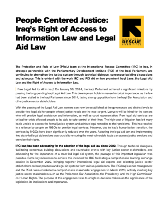 People Centered Justice: Iraq’s Right of Access to Information Law and ...