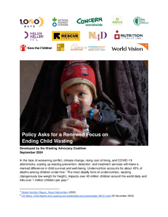 Policy Asks for a Renewed Focus on Ending Child Wasting | The IRC