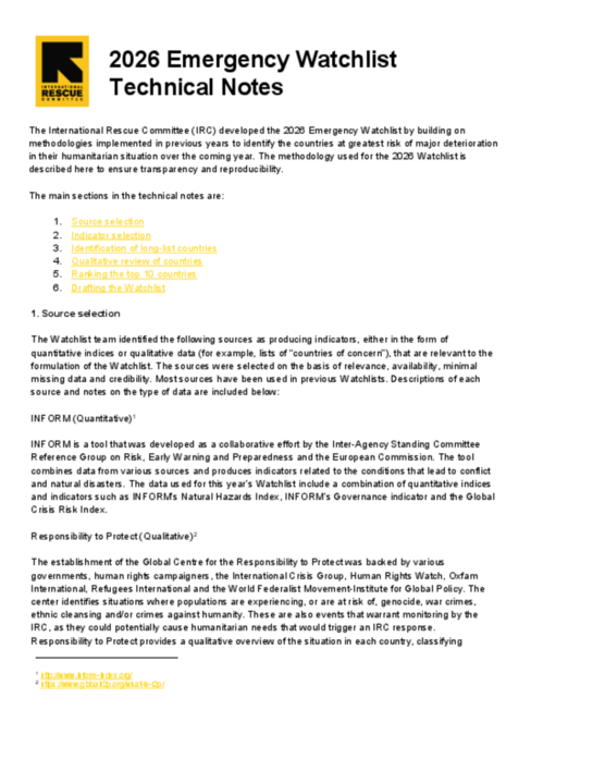 Watchlist 2026 Technical Notes | The IRC