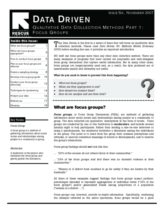 Focus group guidance | The IRC