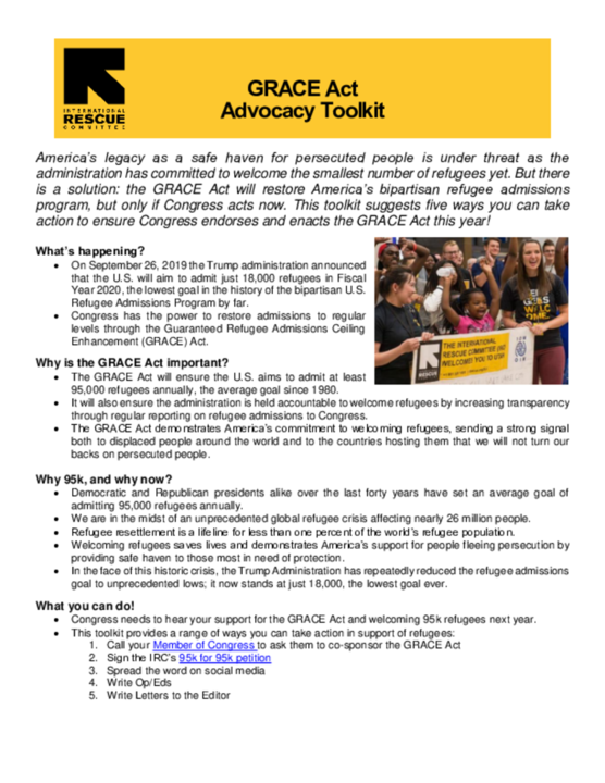 GRACE Act advocacy toolkit | The IRC