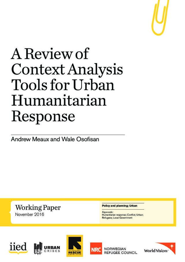 A review of context analysis tools for urban humanitarian response | International Rescue ...