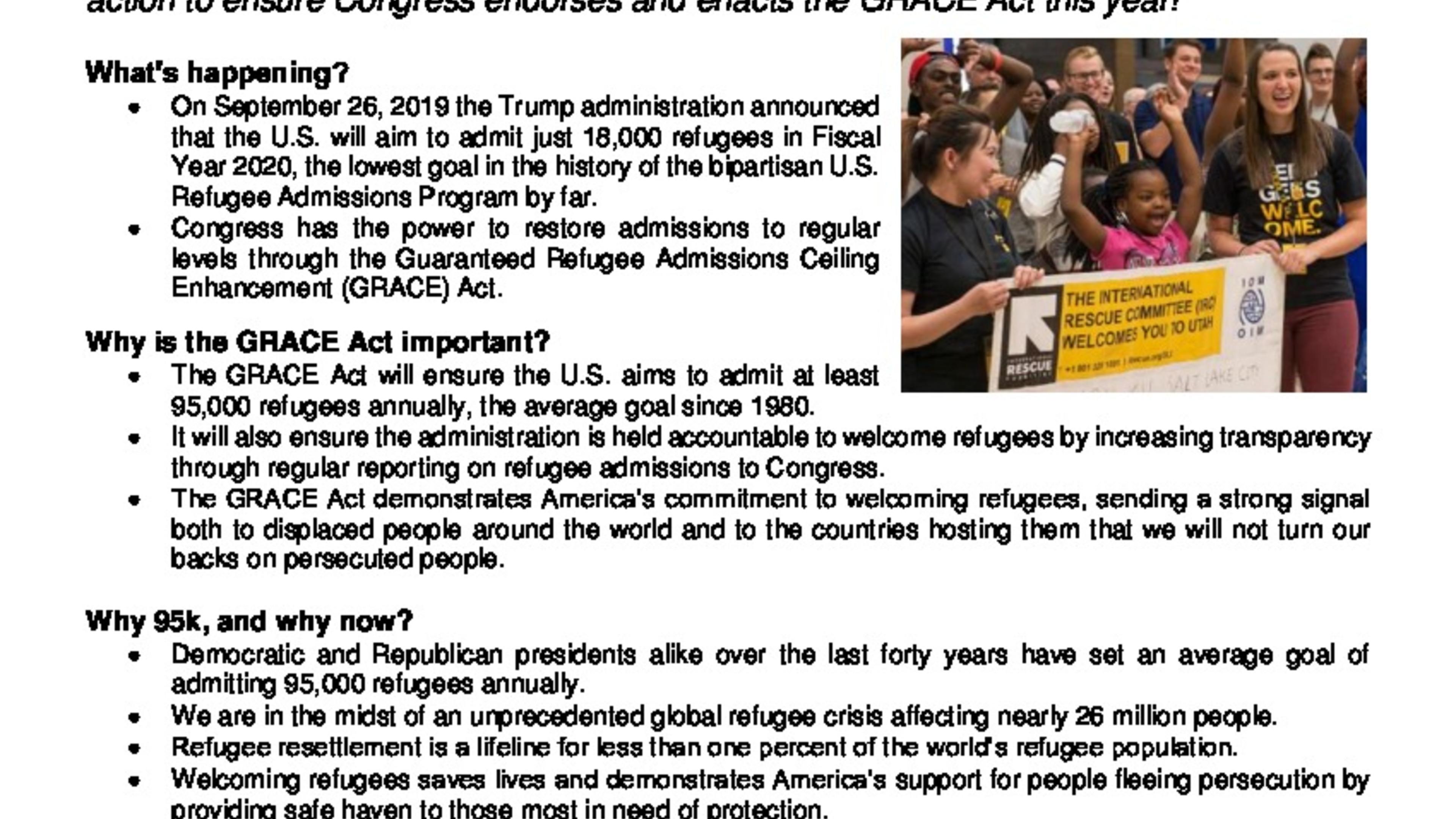 GRACE Act advocacy toolkit | International Rescue Committee (IRC)